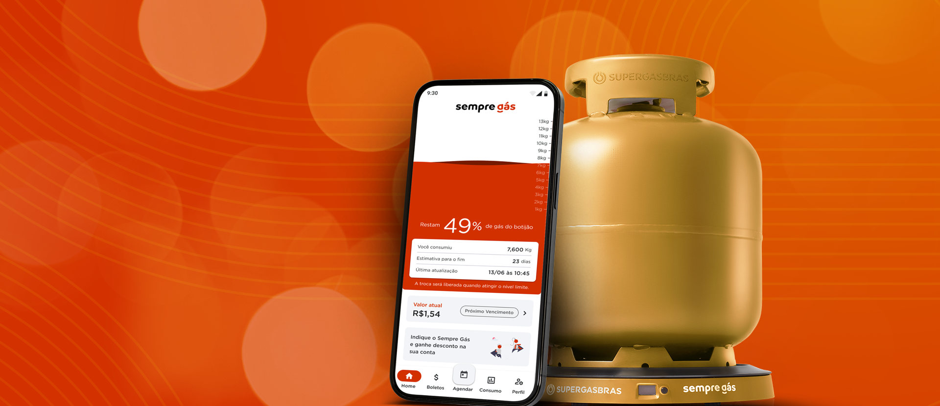 Sempre gás: Pague por mês só o que consumir do seu botijão!